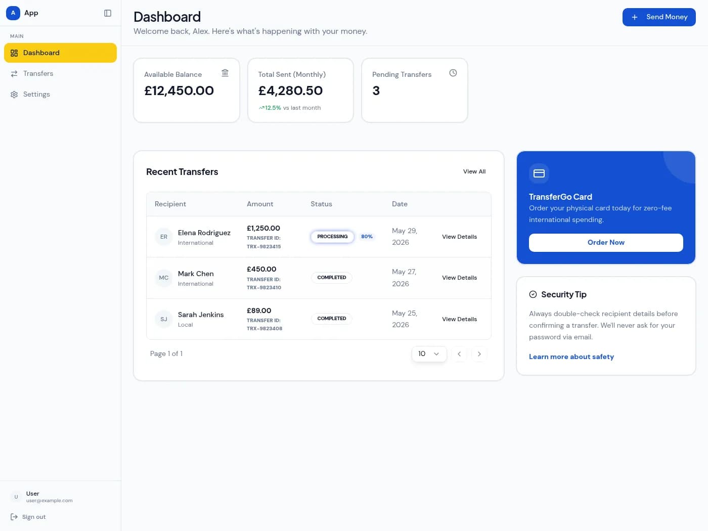 TransferGo Clone