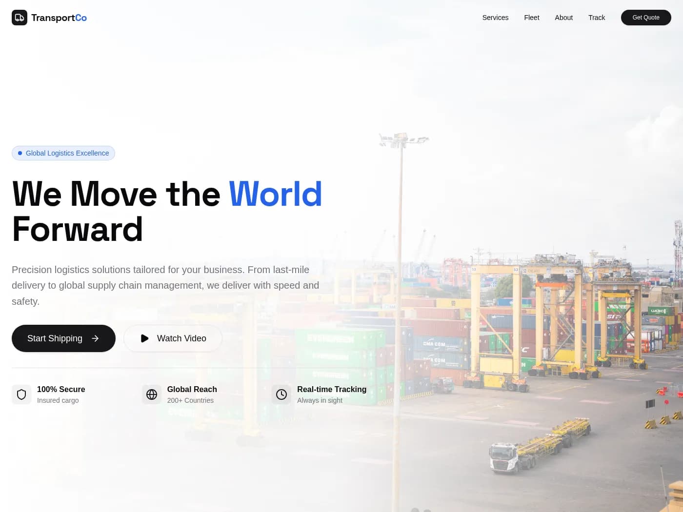 TransportCo Landing Page