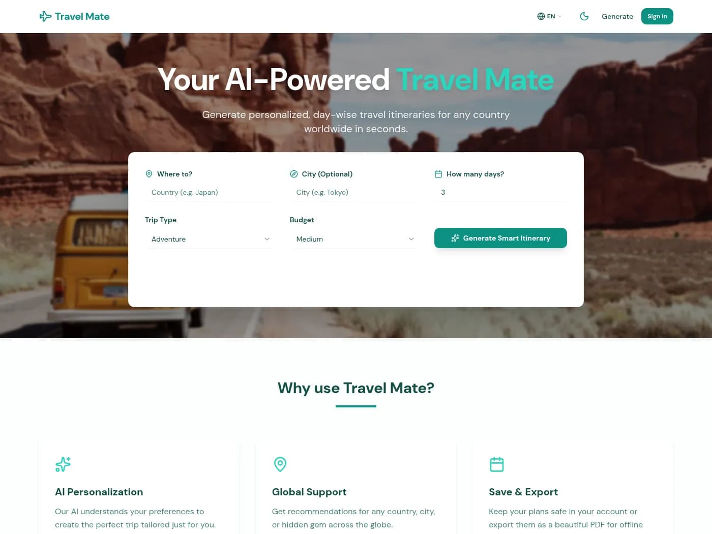 Travel Mate Web App