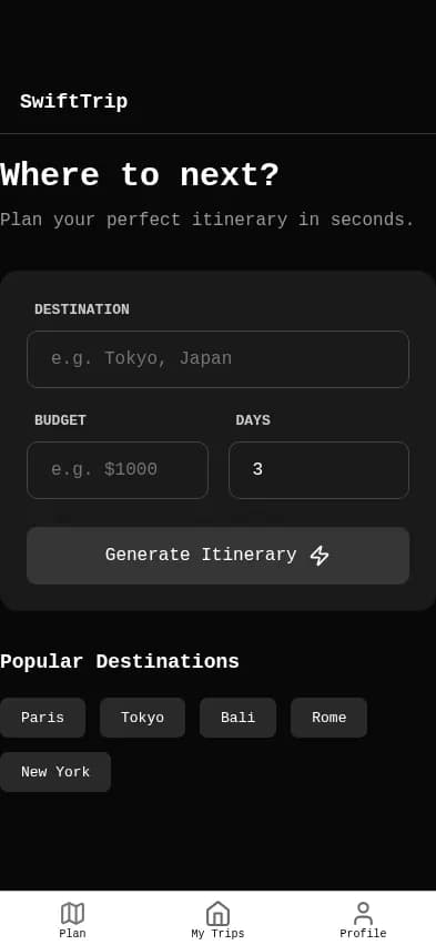 SwiftTrip Planner