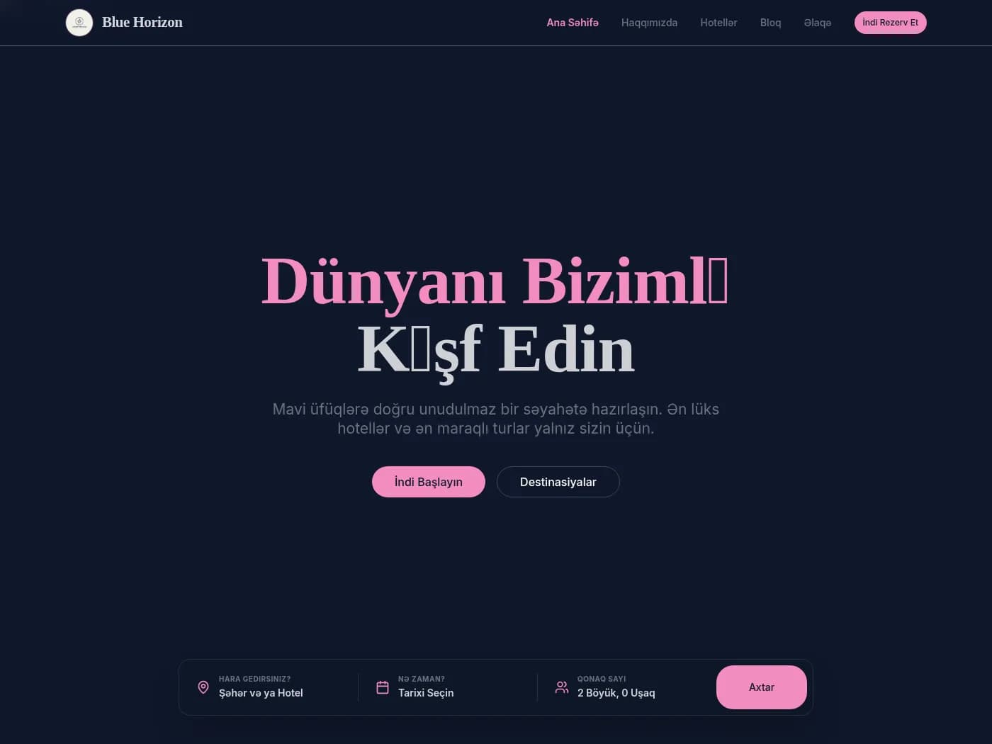 Blue Horizon Travel Site