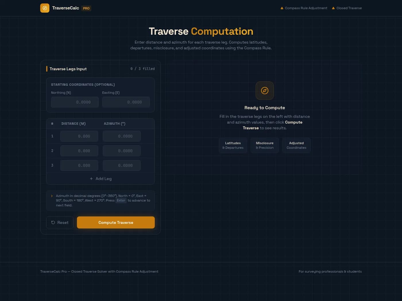 TraverseCalc Pro
