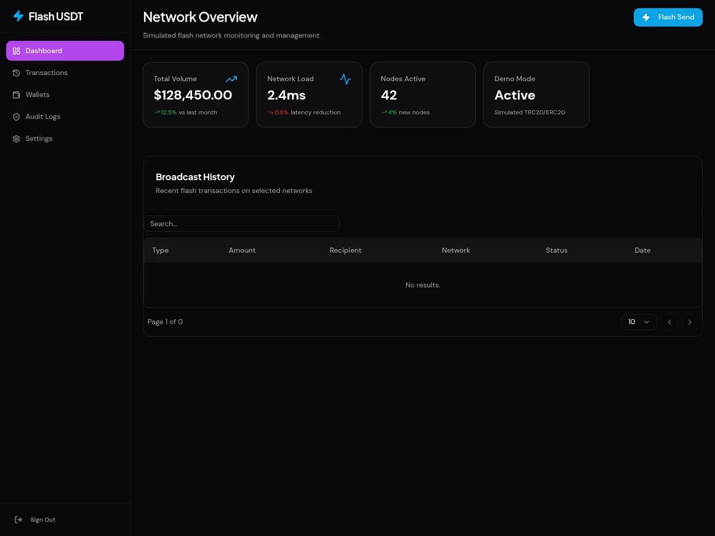 Flash TRC20 Demo Portal