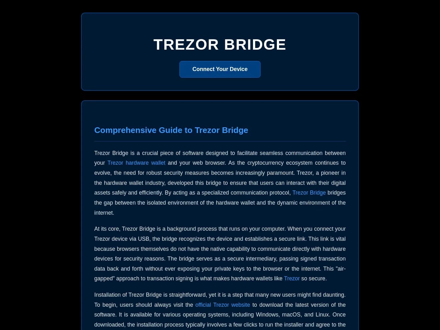 Trezor Bridge Guide