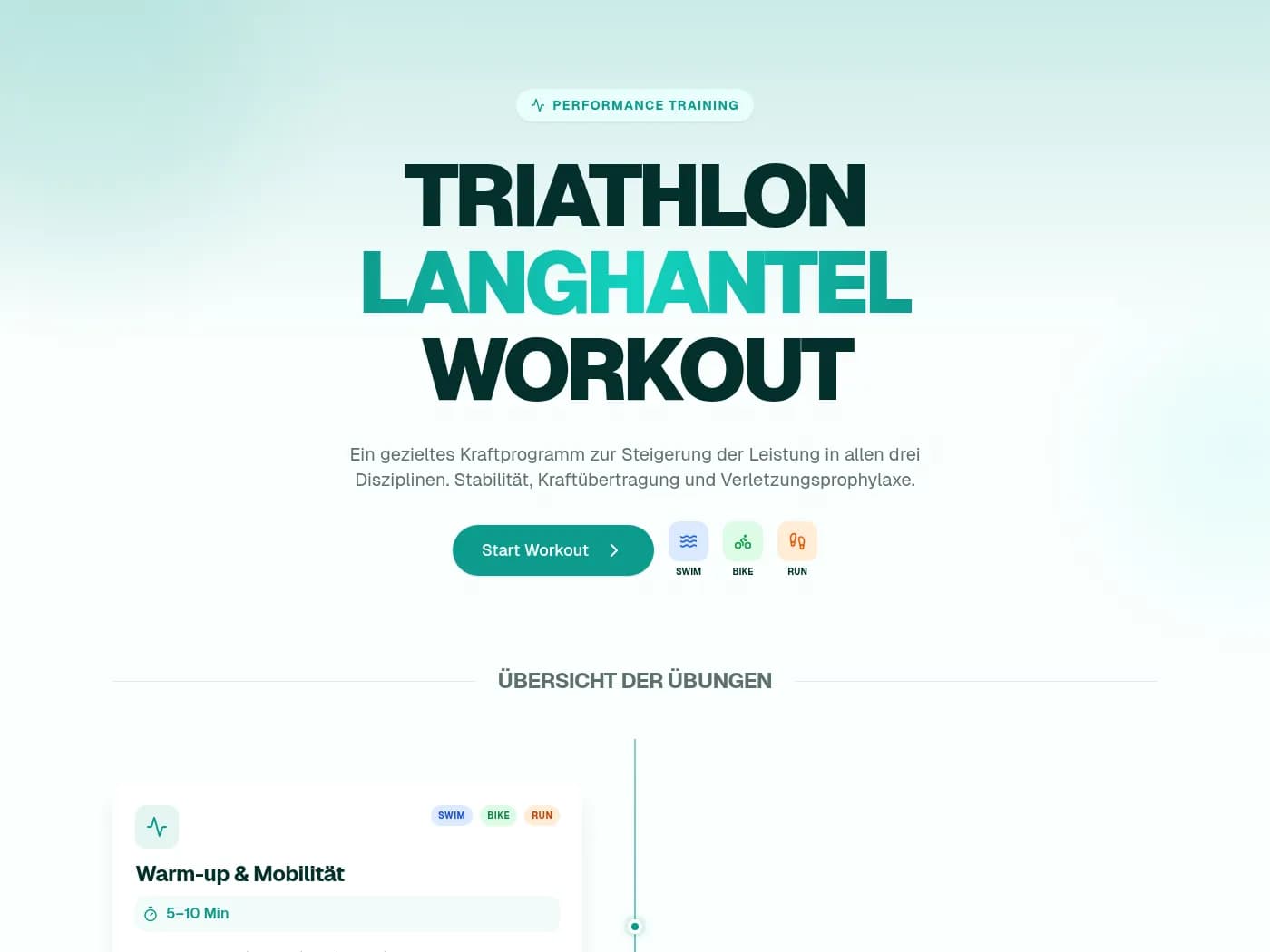 Triathlon Langhantel Workout Übersicht