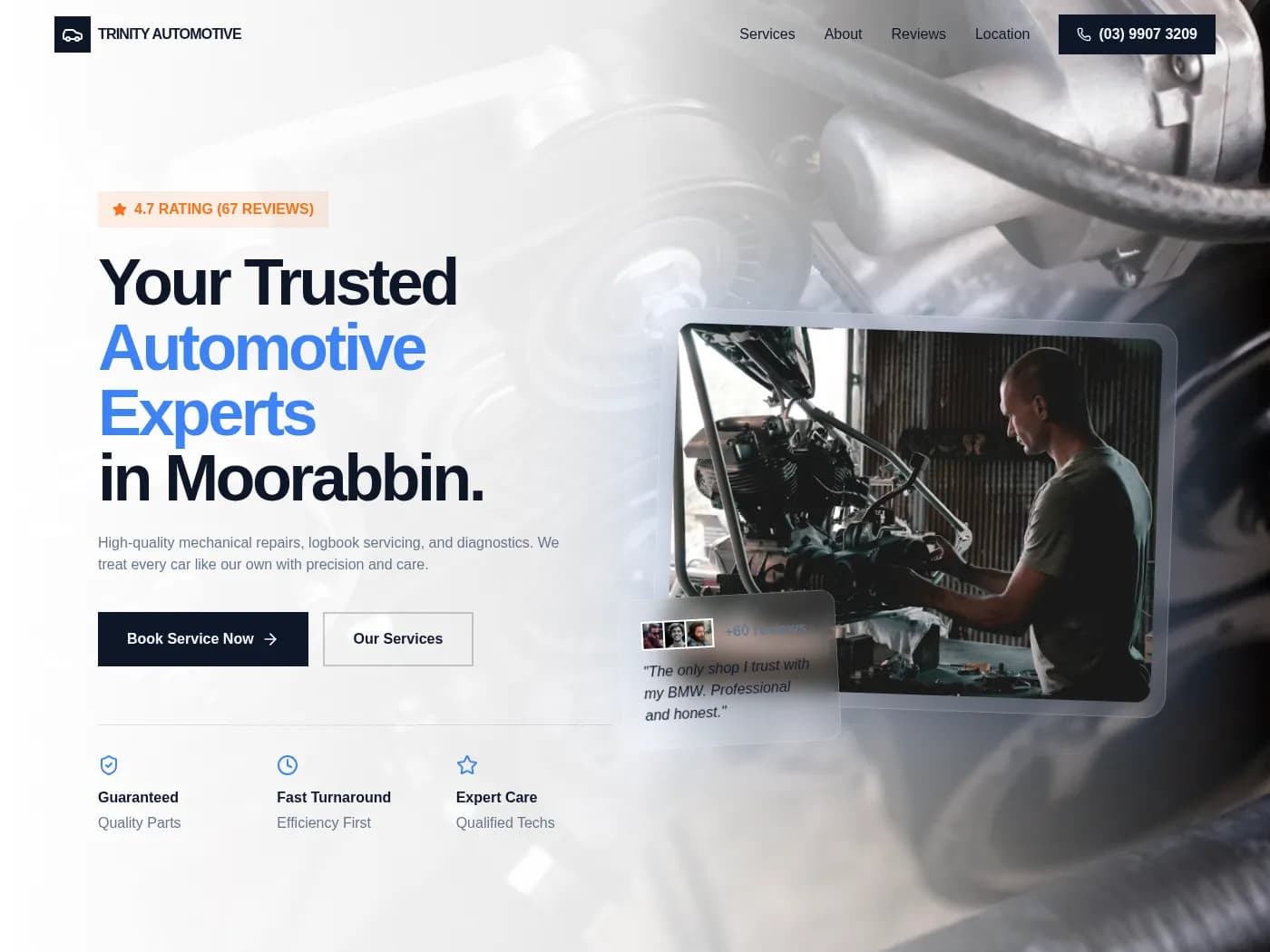 Trinity Auto Landing Page