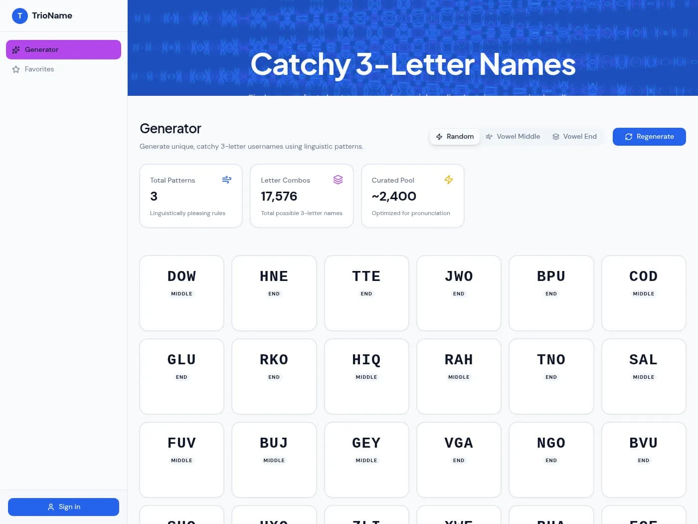 TrioName Generator