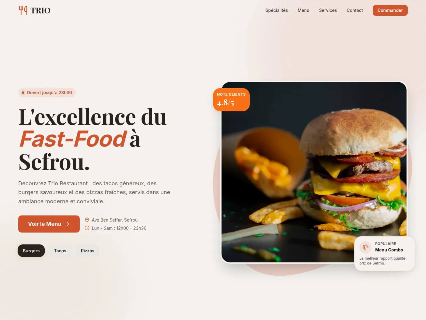Trio Restaurant Web Showcase