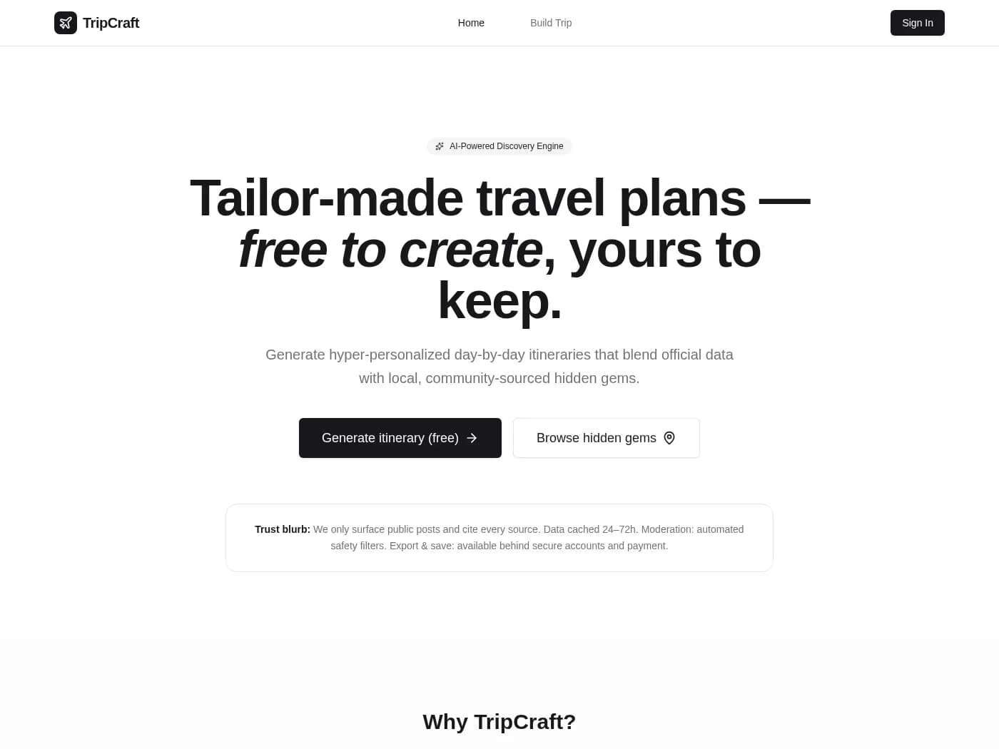 TripCraft Itinerary Builder