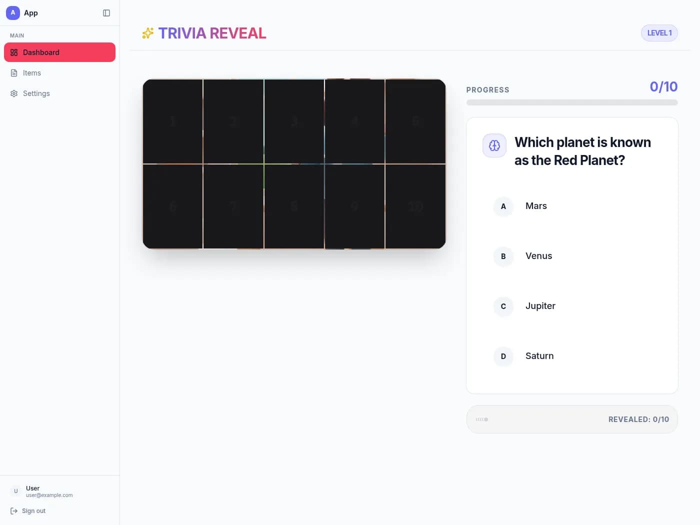 Trivia Reveal Game