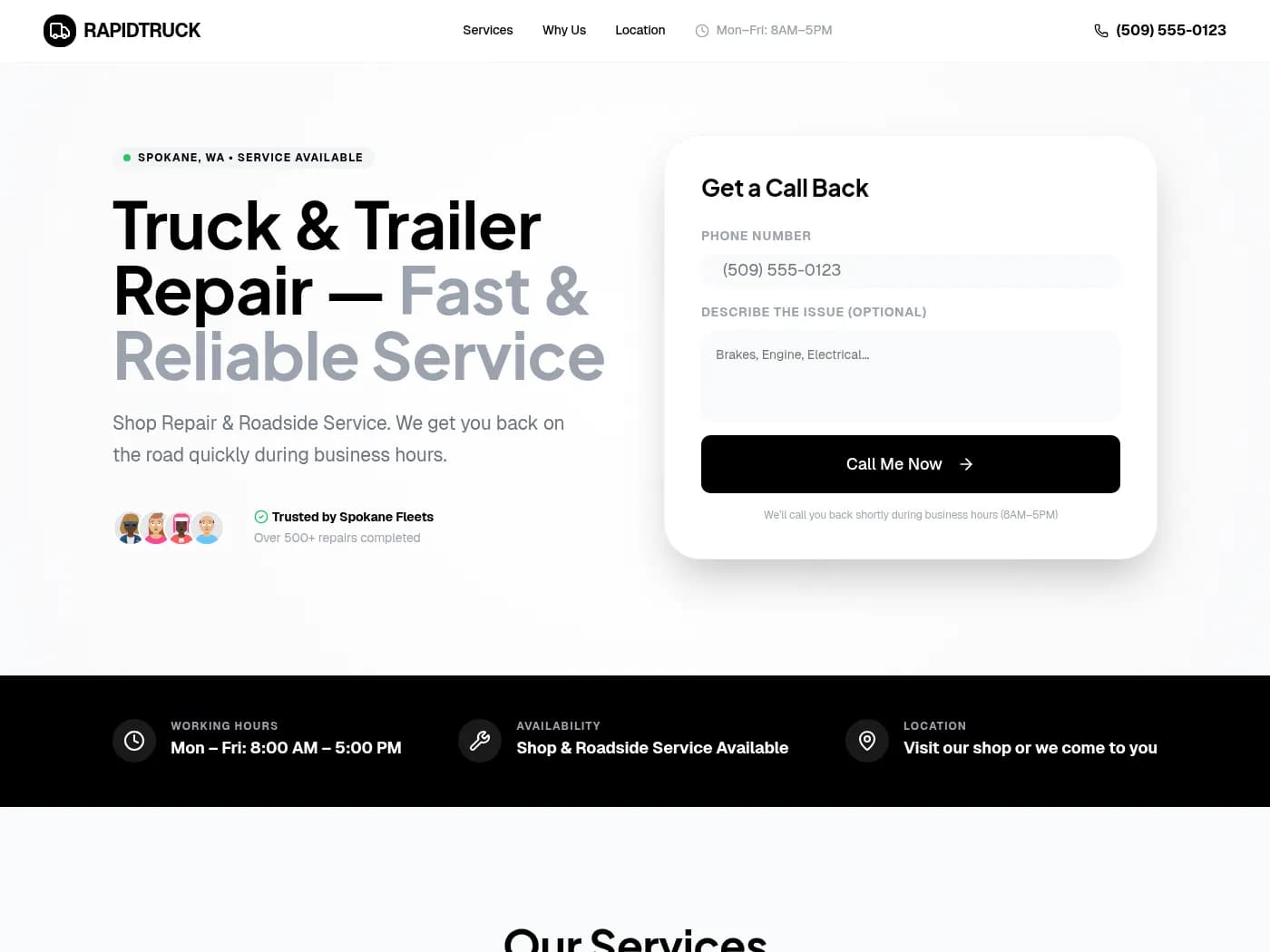RapidTruck Repair Site