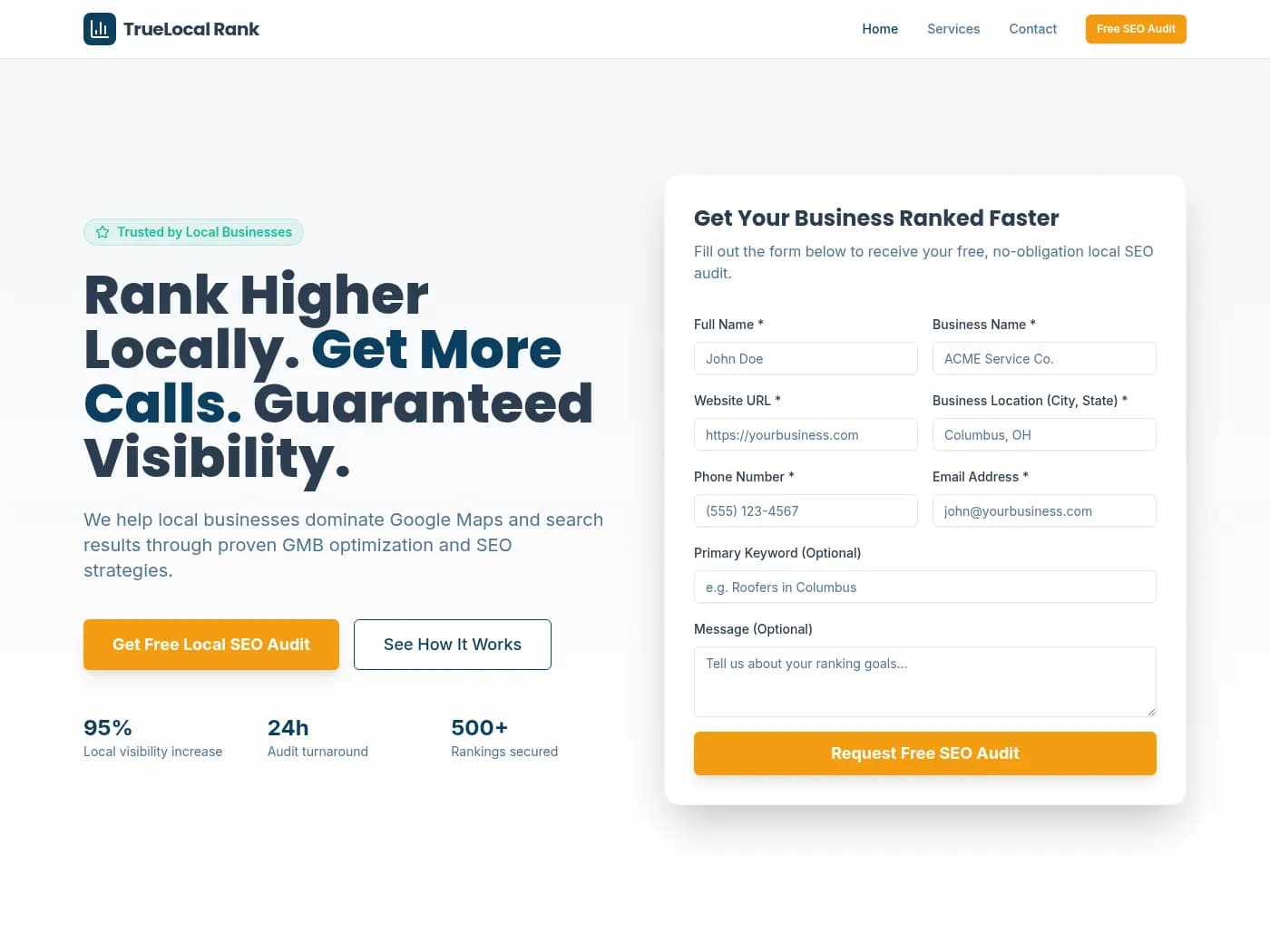 TrueLocal Rank Website
