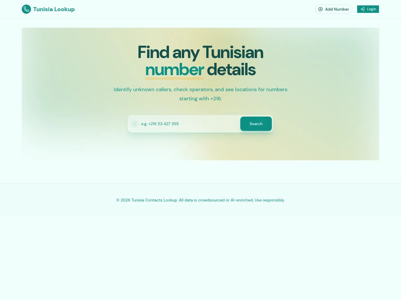 Tunisia Contacts Lookup
