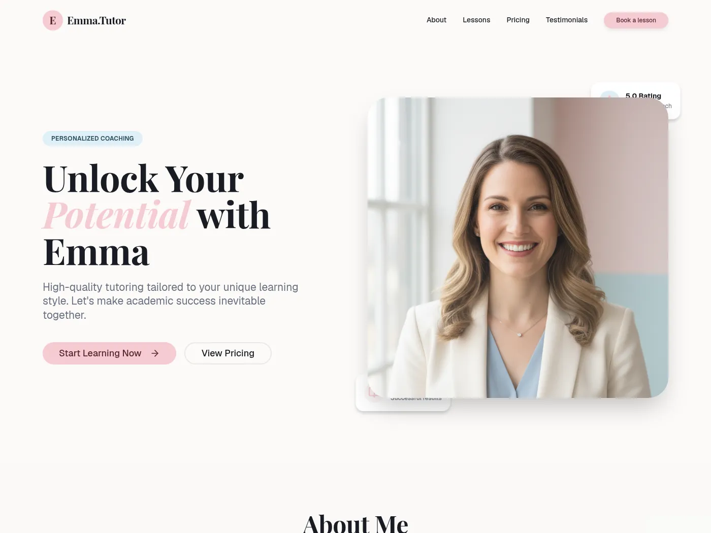 Tutor Portfolio Landing Page