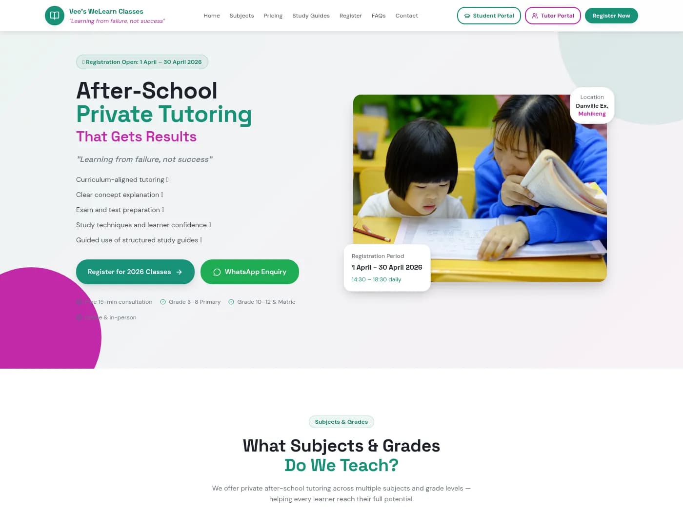 WeeLearn Tutoring Website