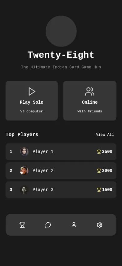 Twenty-Eight Card Game Hub