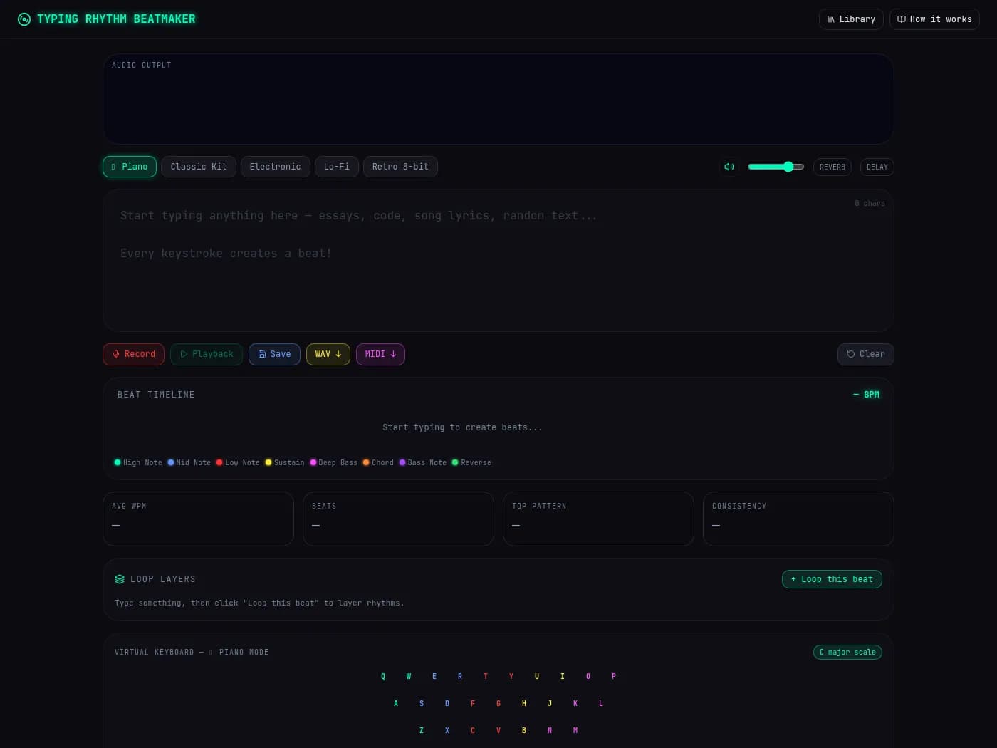 Typing Rhythm Beatmaker
