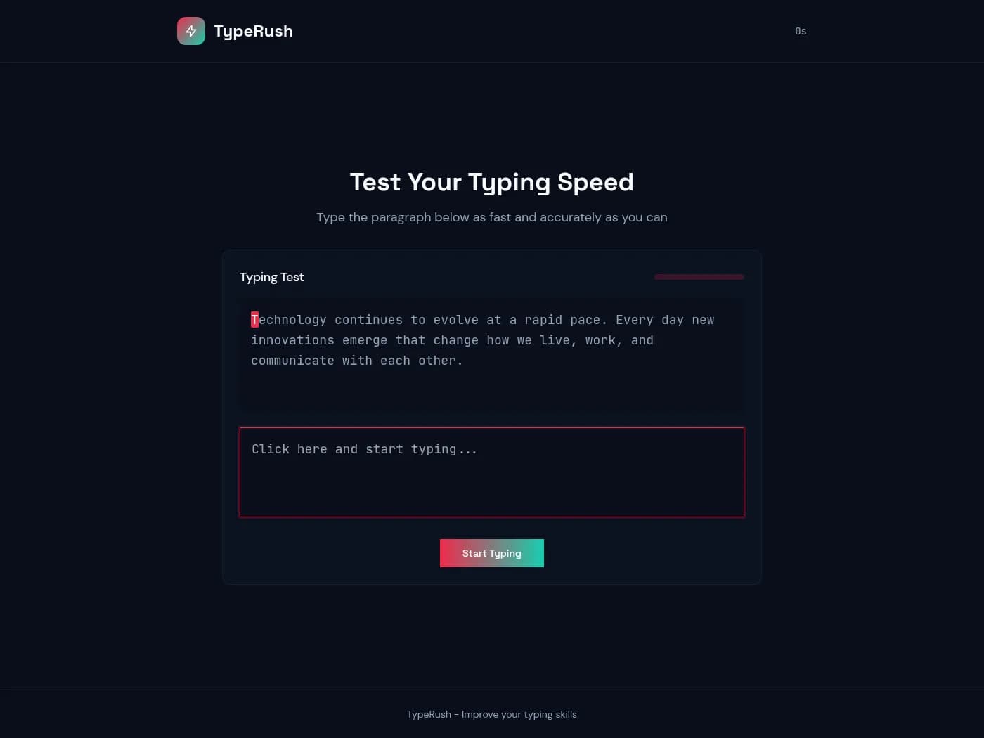 TypeRush Speed Tester