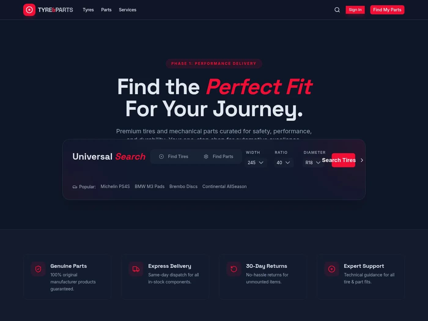 Tyre & Parts Finder