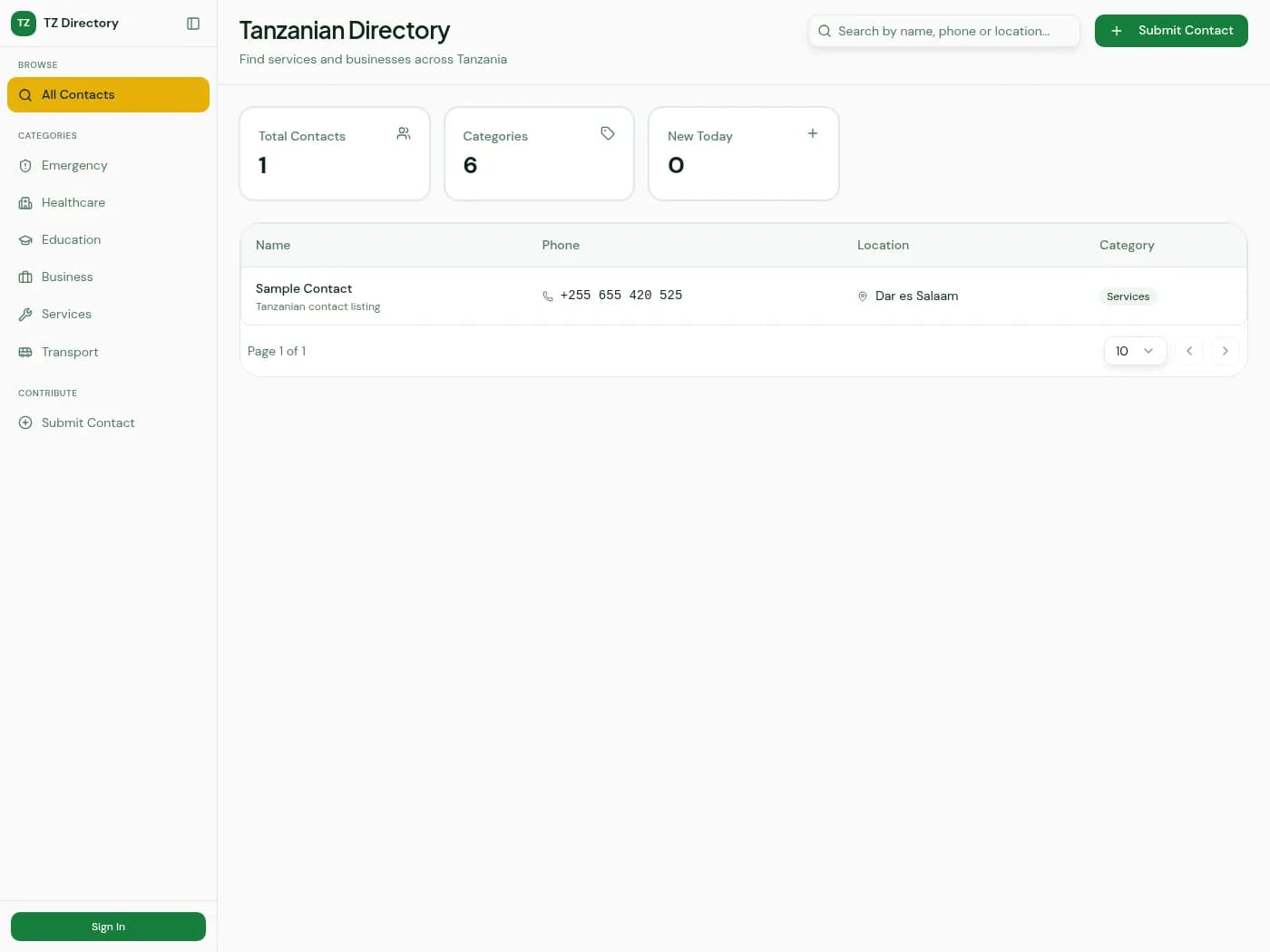 TZ Contact Directory