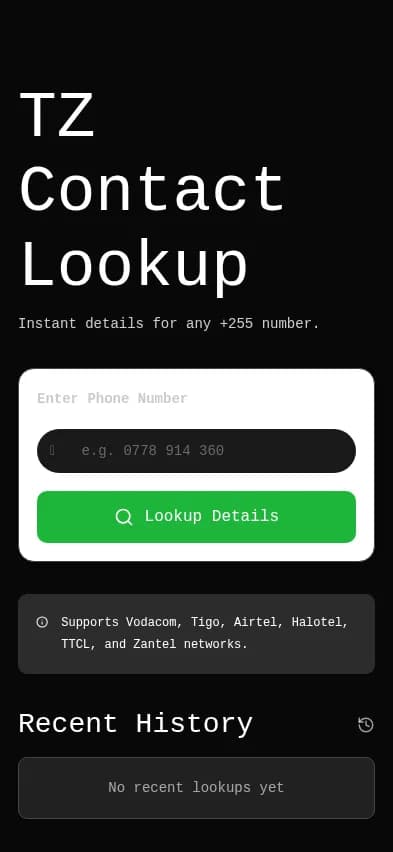 TZ Contact Lookup