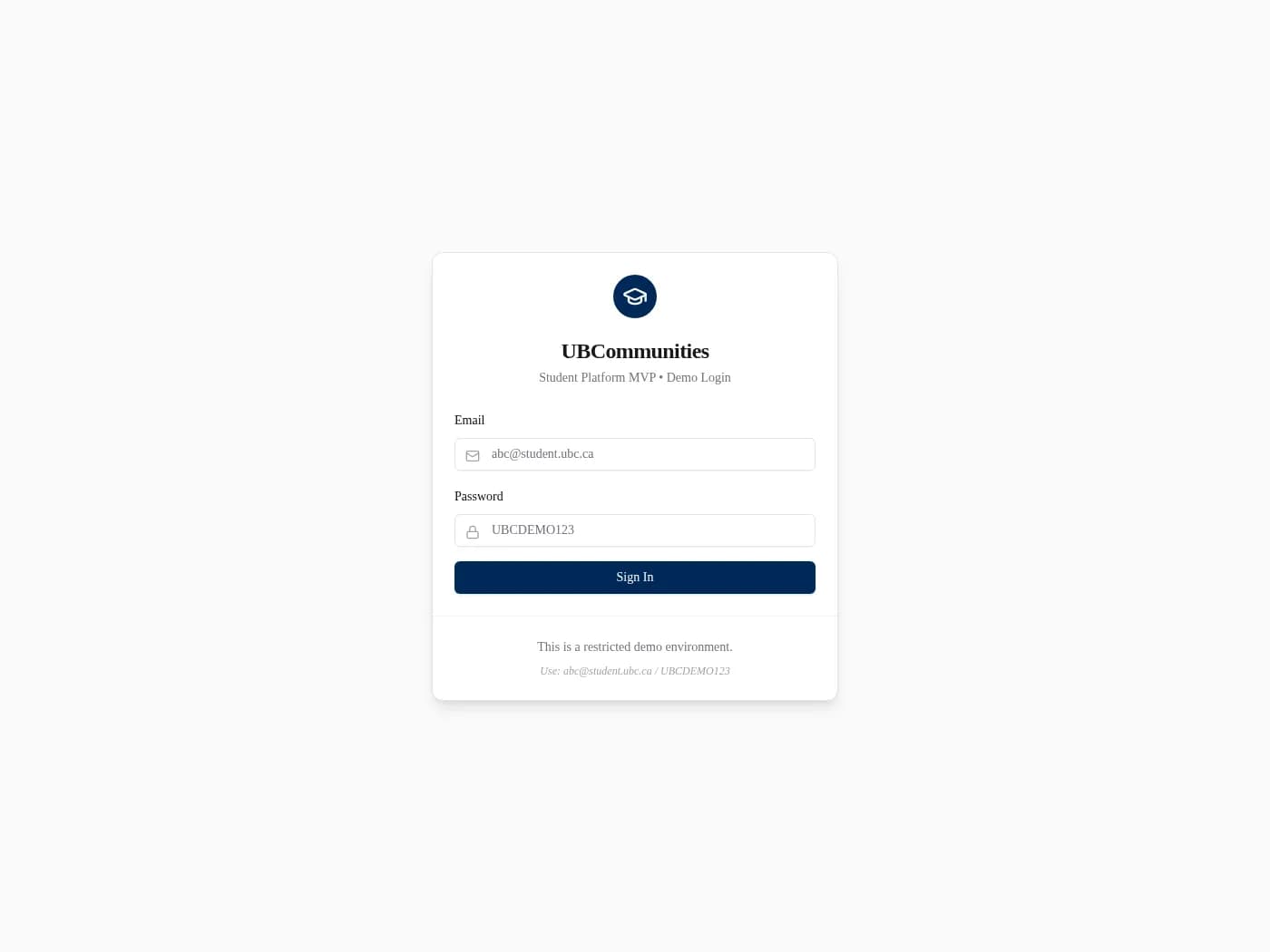 UBCommunities Platform MVP
