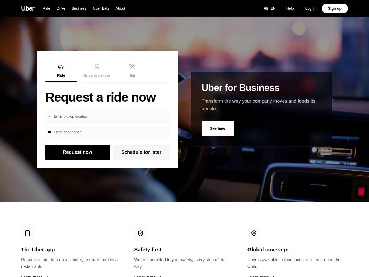 Uber Website Clone