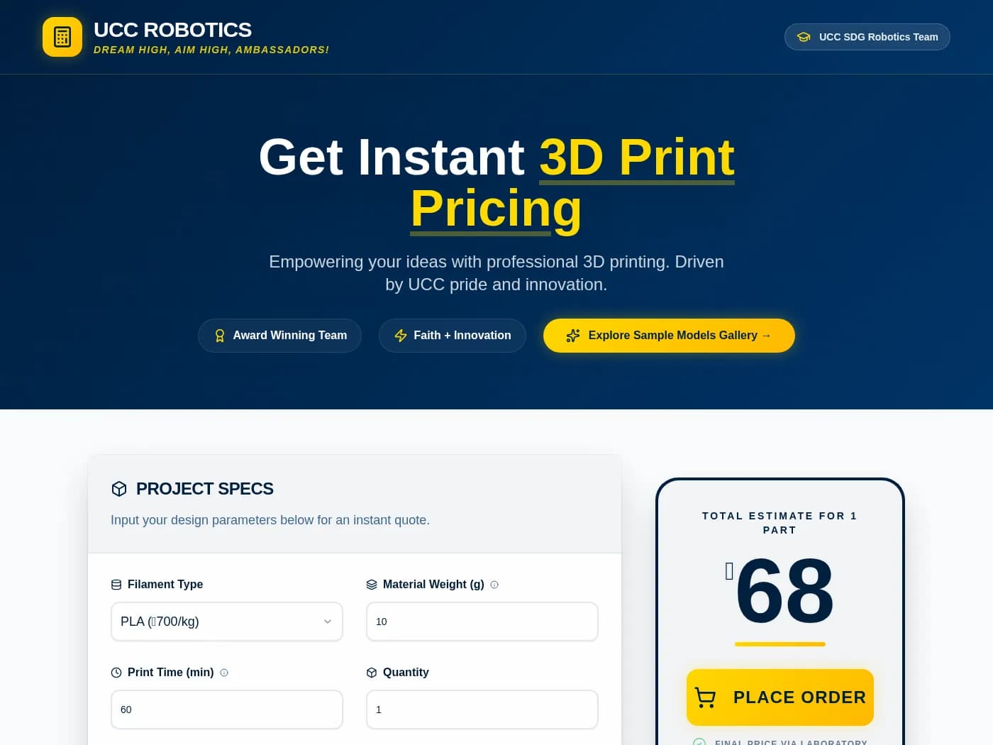 UCC Robotics 3D Calculator