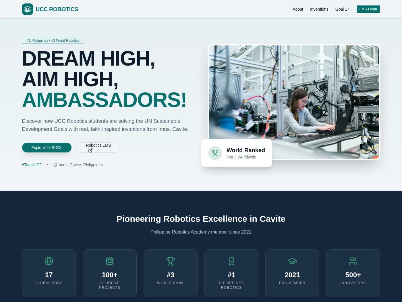 UCC Robotics Hub Site
