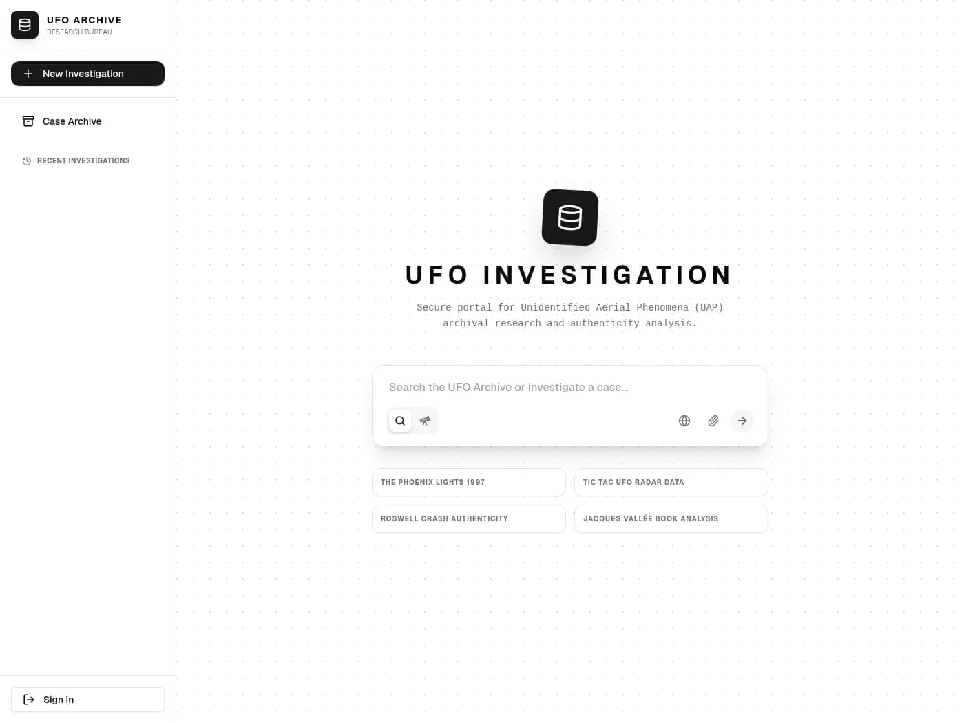 UFO Case Study Archive
