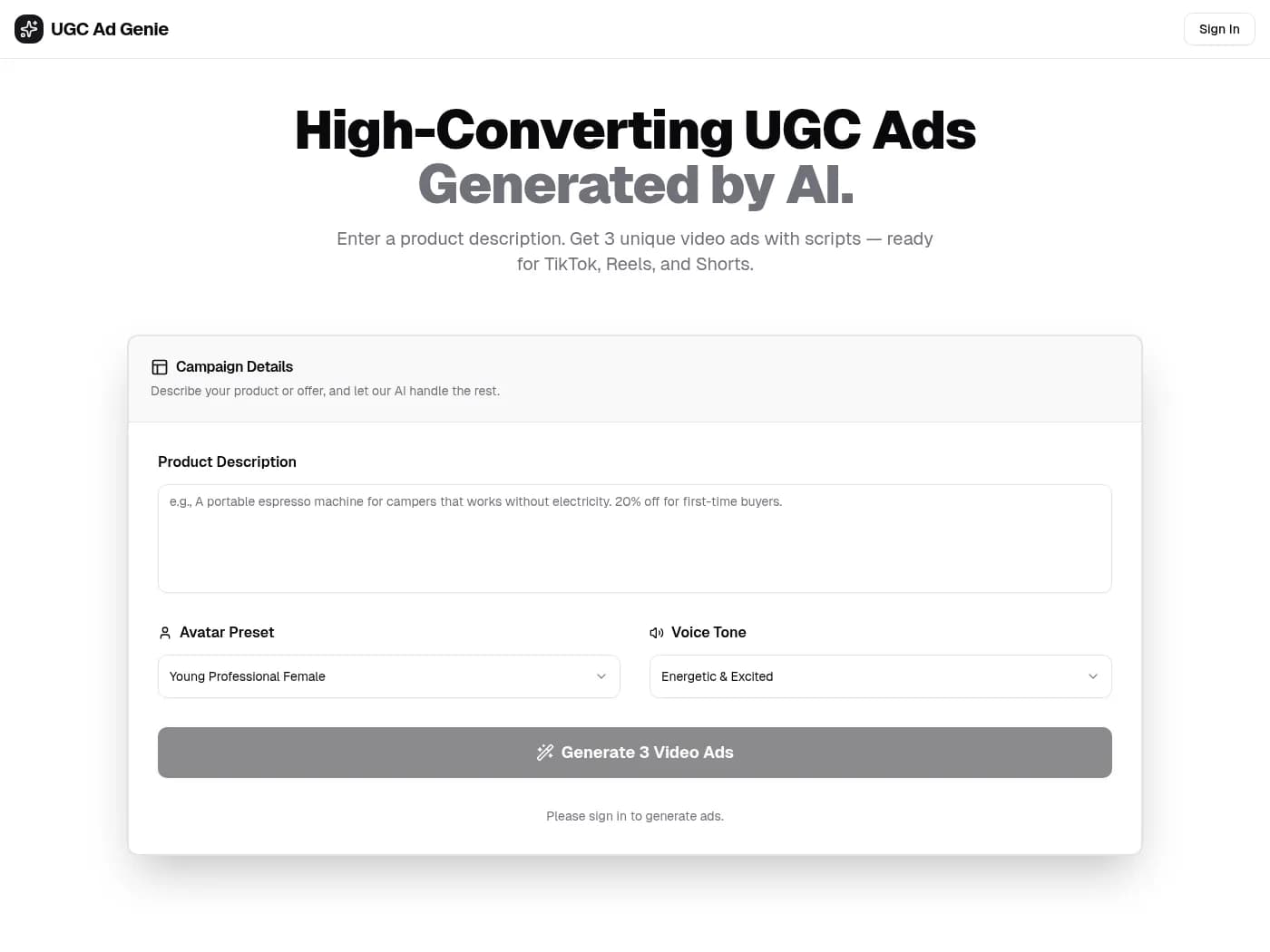 UGC Ad Genie
