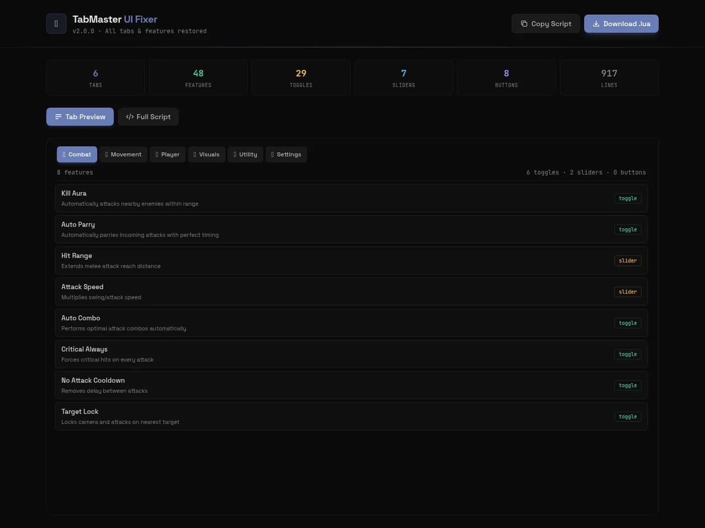 TabMaster UI Fixer