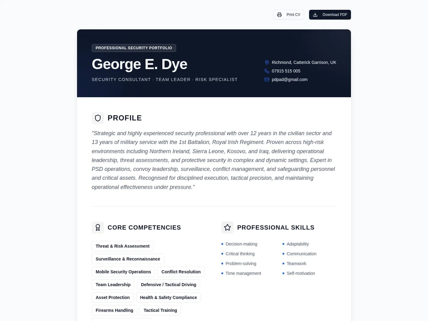 CV Builder UK Security