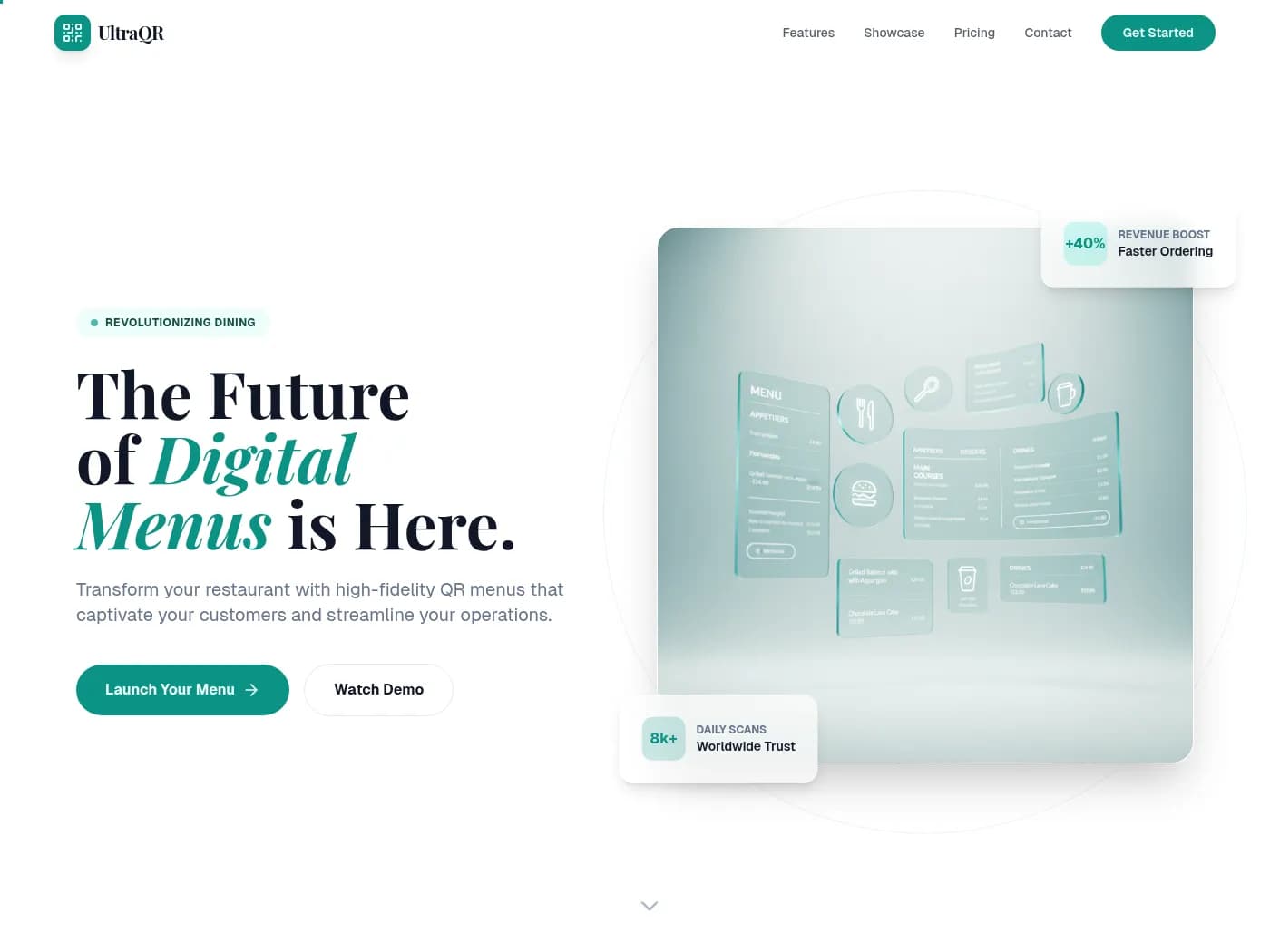 Modern QR Menu Promo Site
