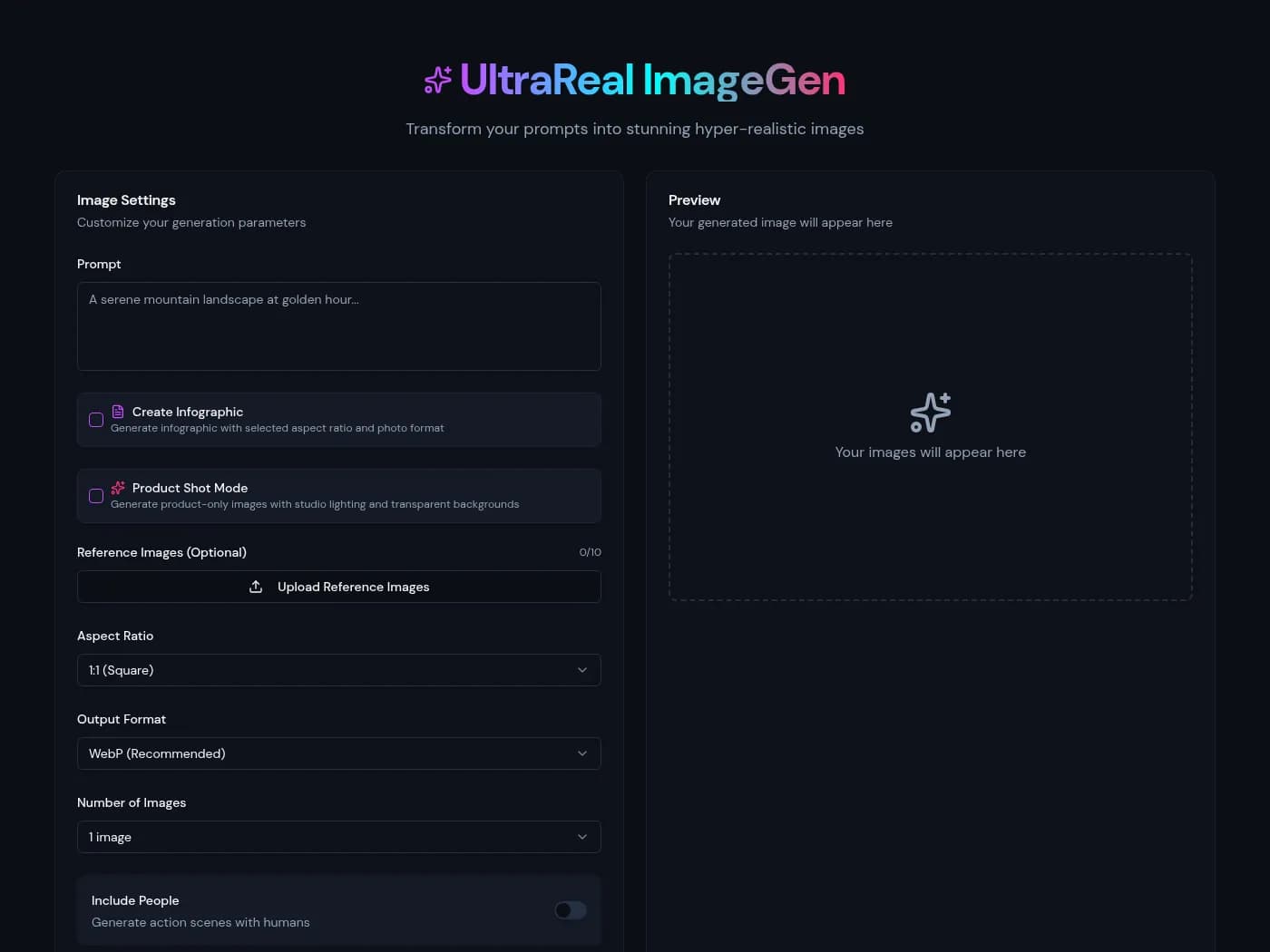 UltraReal ImageGen: Hyper-Realistic Image Generator from Prompts & Uploads