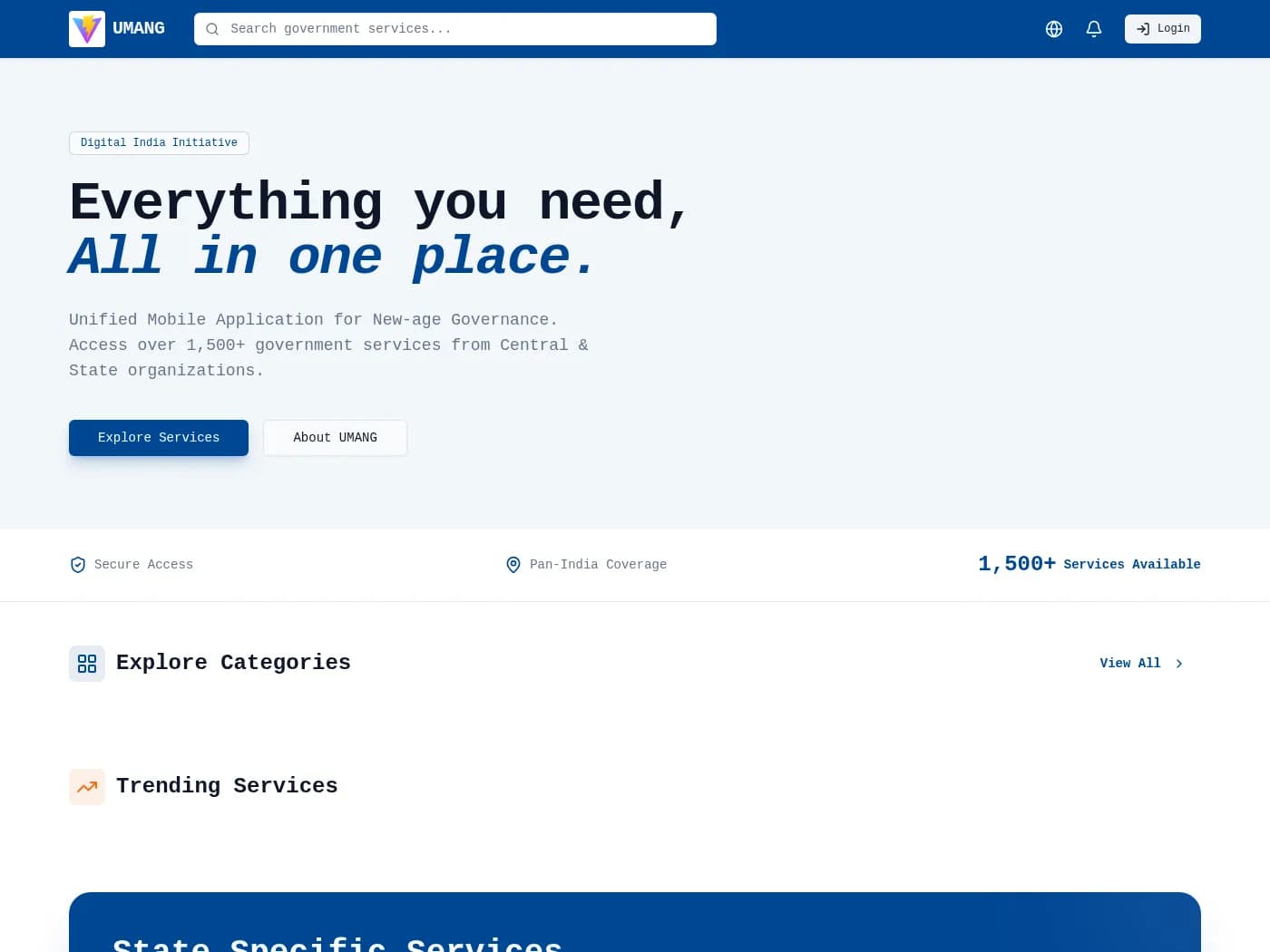 UMANG Web Clone