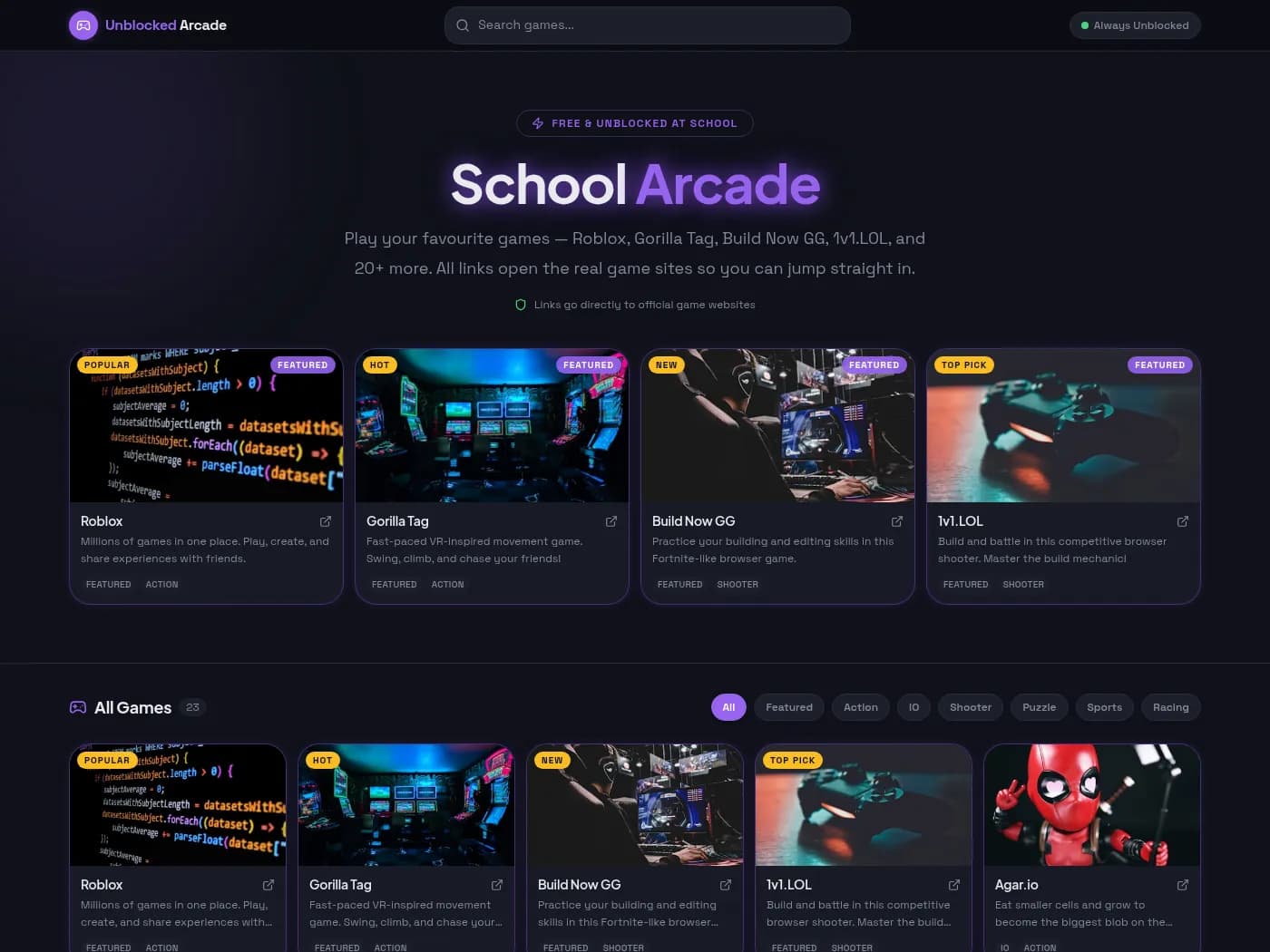 Unblocked School Arcade