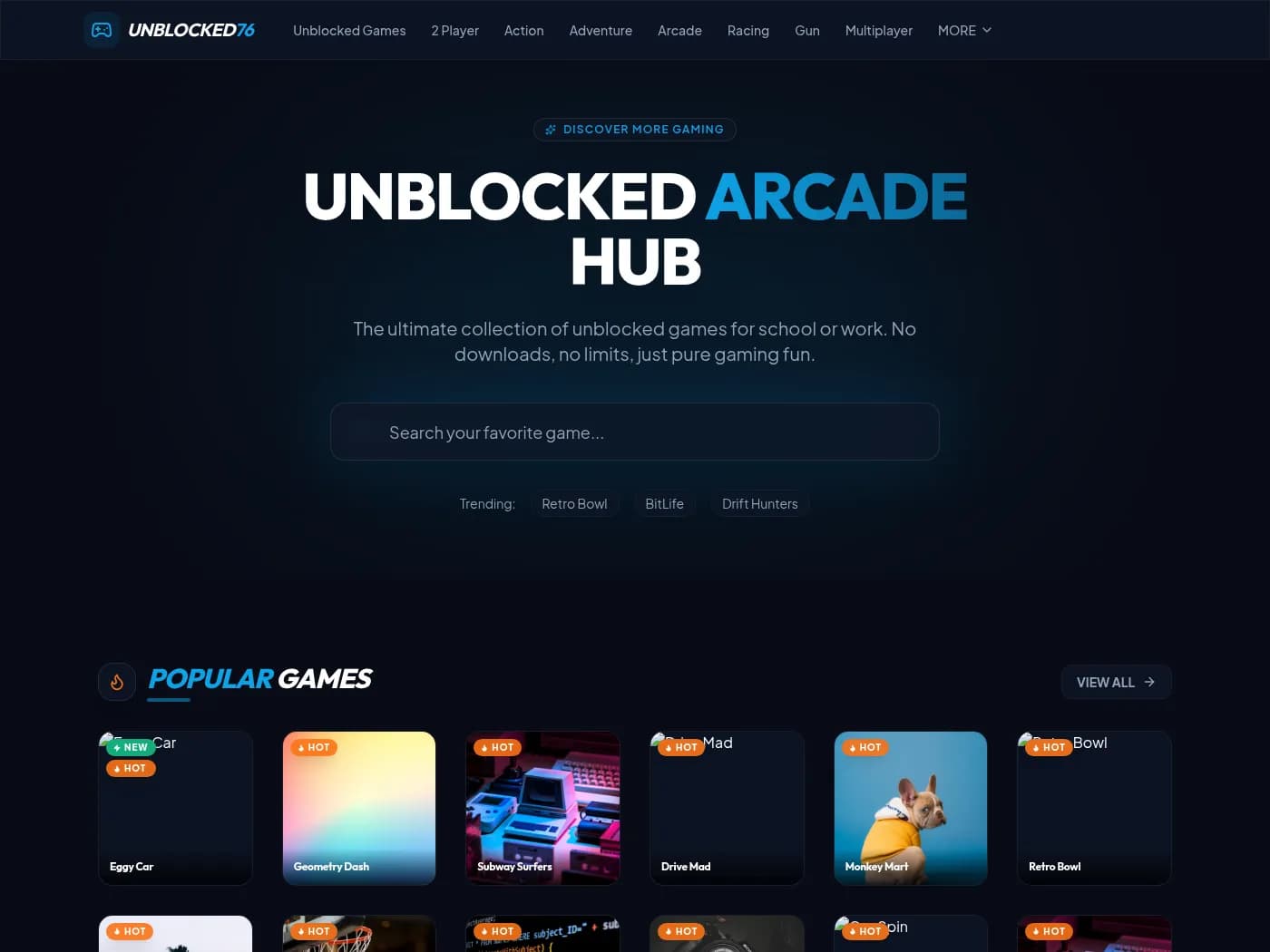 Unblocked76 Arcade Hub