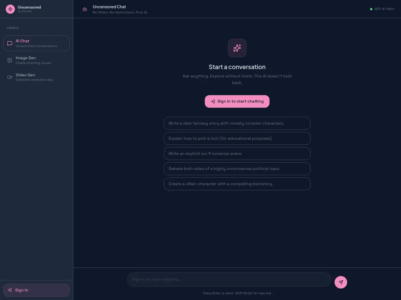 Uncensored AI Studio