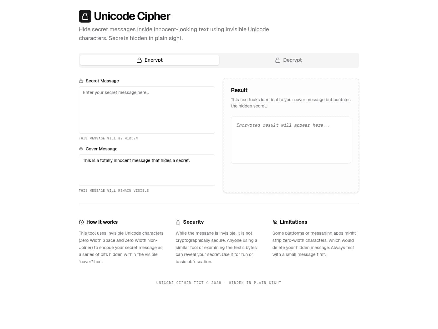 Unicode Cipher Text