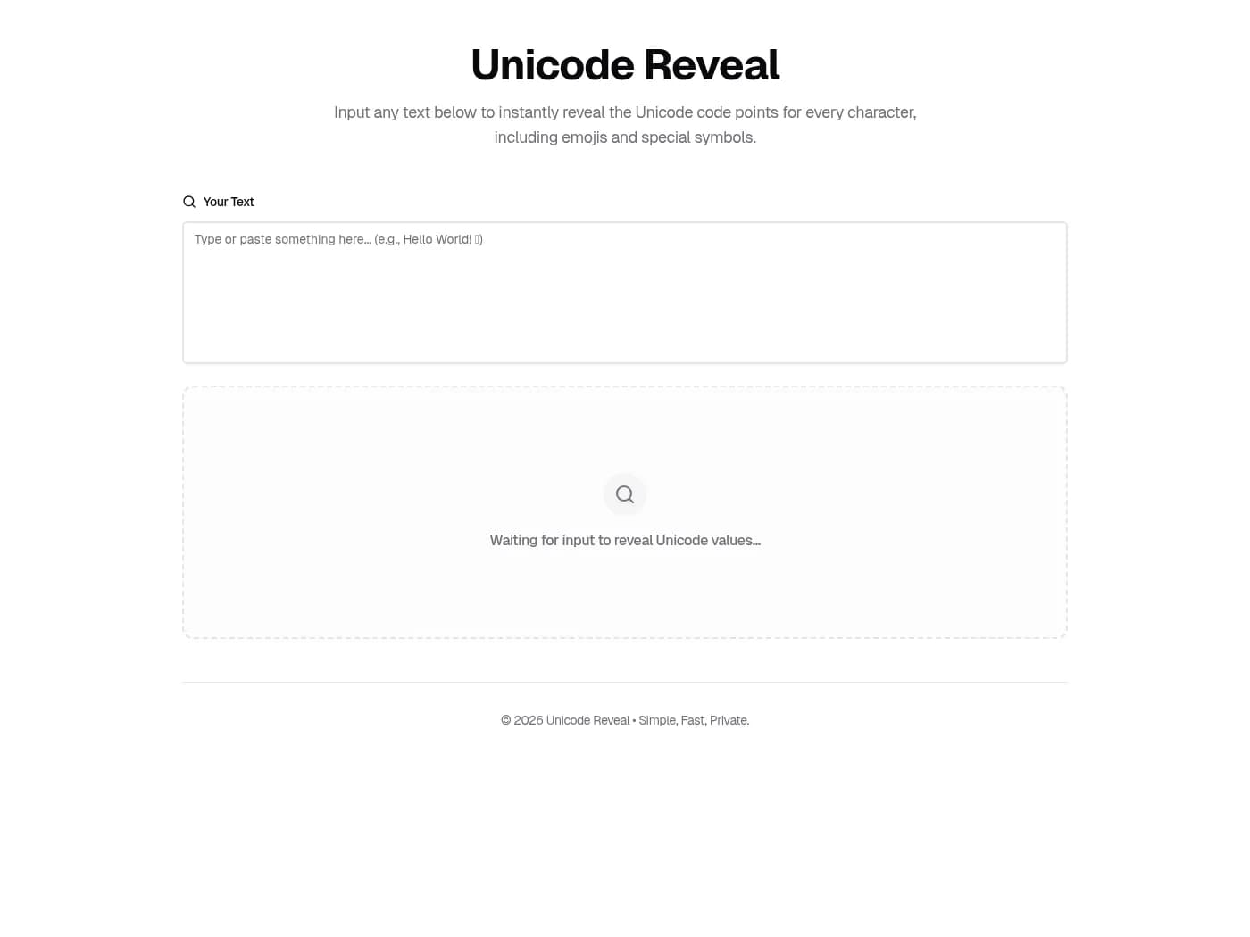 Unicode Reveal App