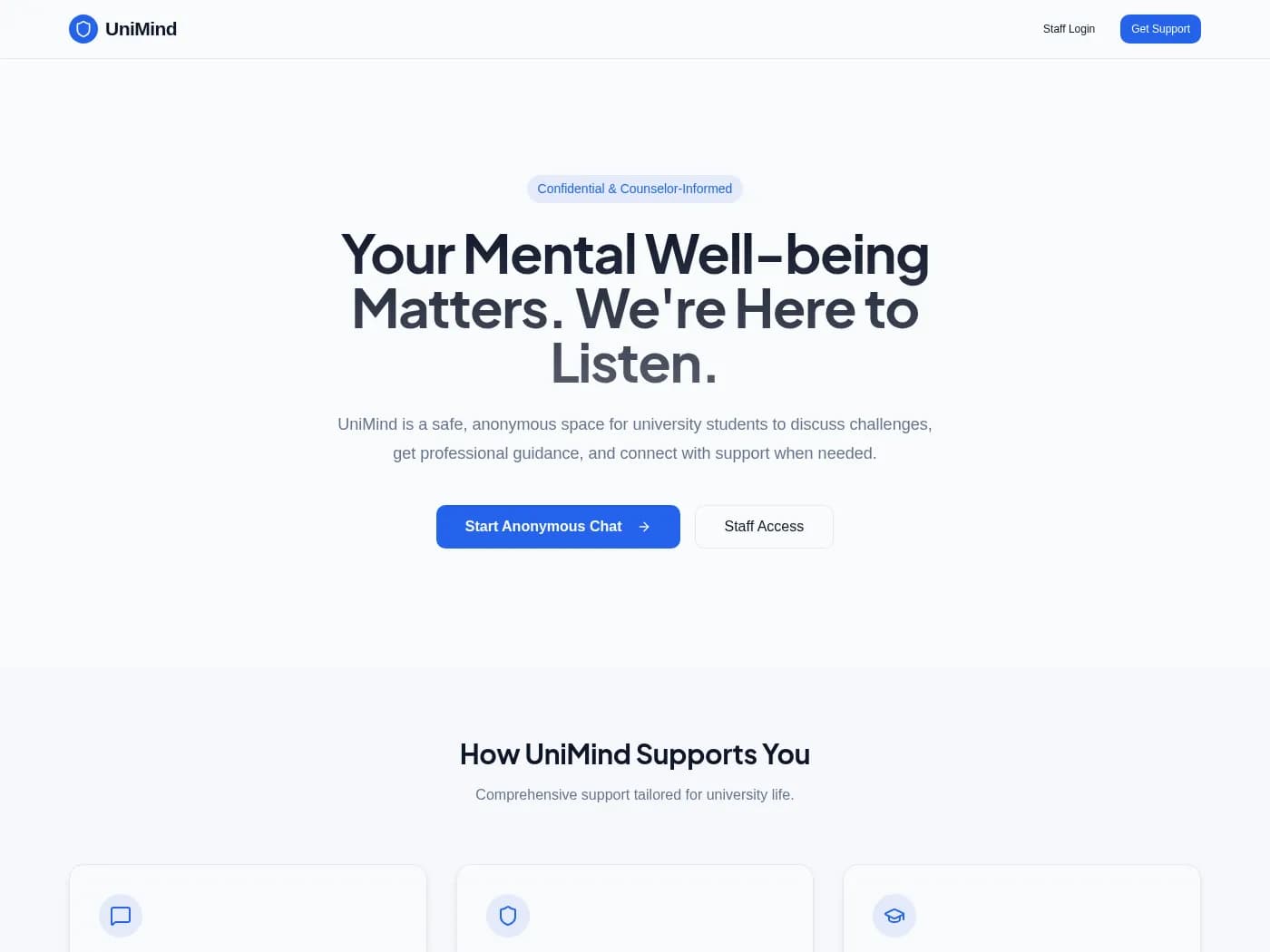 UniMind Student Support Hub