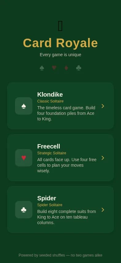 Unique Card Games App