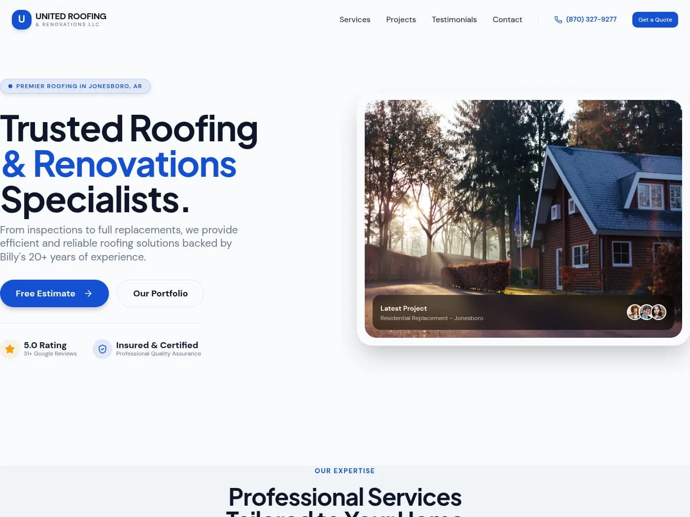 United Roofing Website