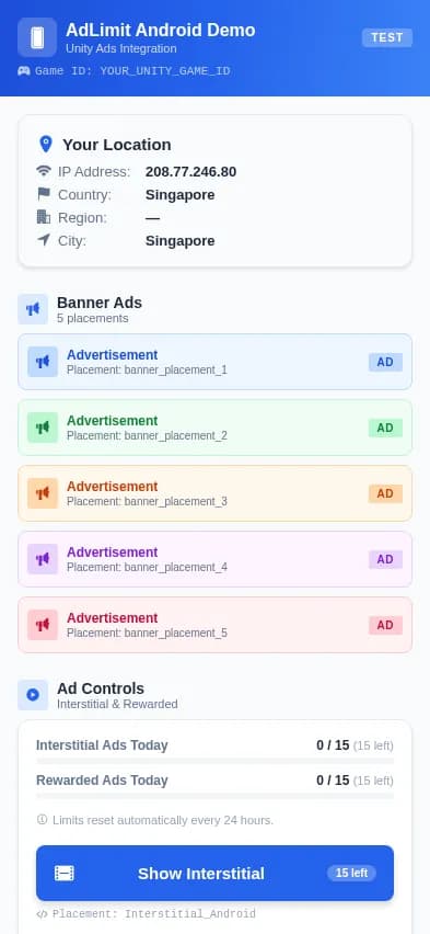 AdLimit Android Demo