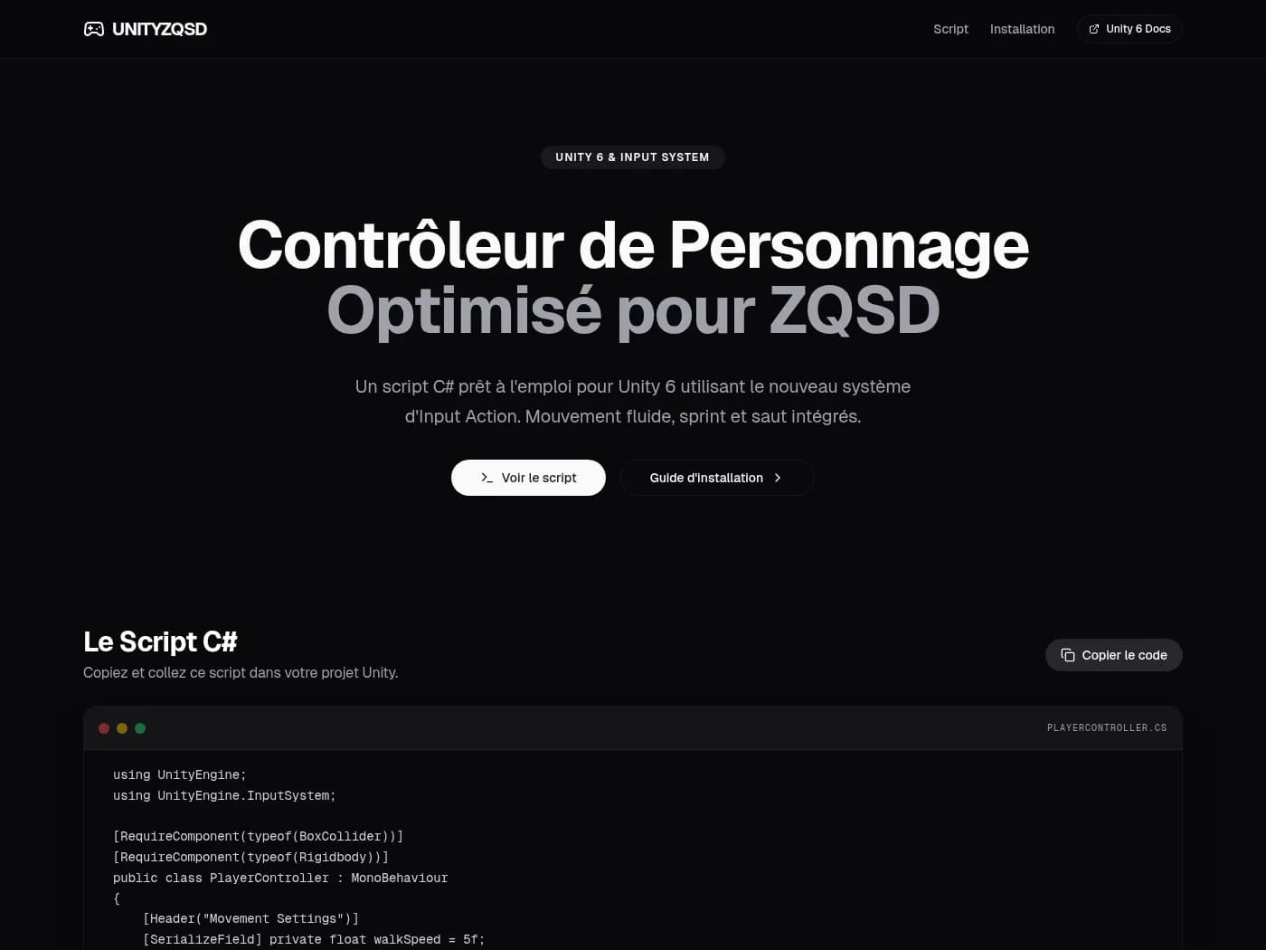Unity ZQSD Player Controls