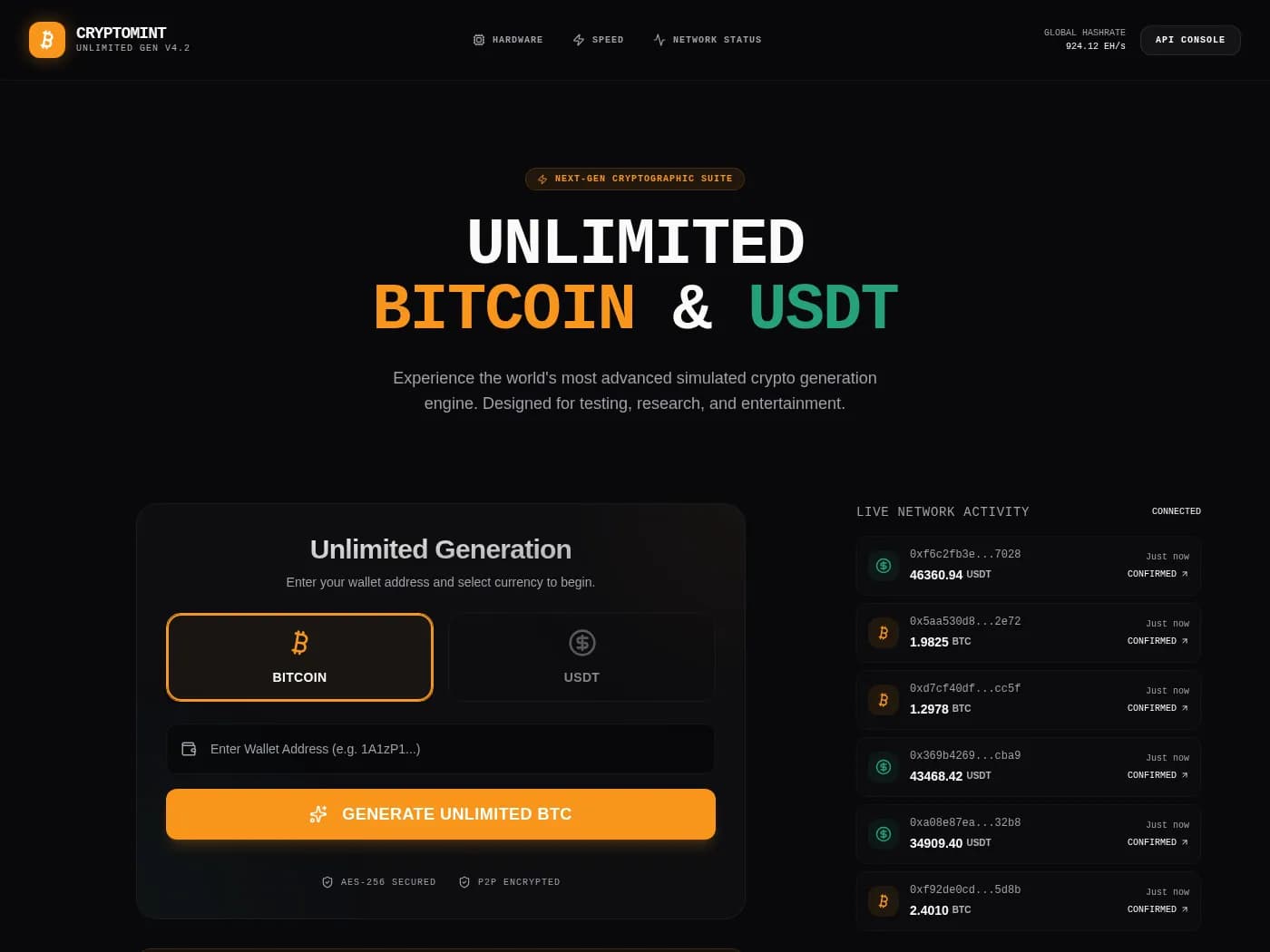 CryptoMint Unlimited Page