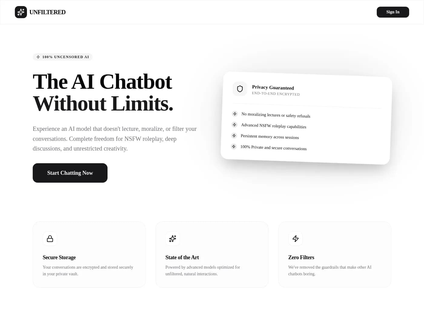 Unfiltered AI Chatbot