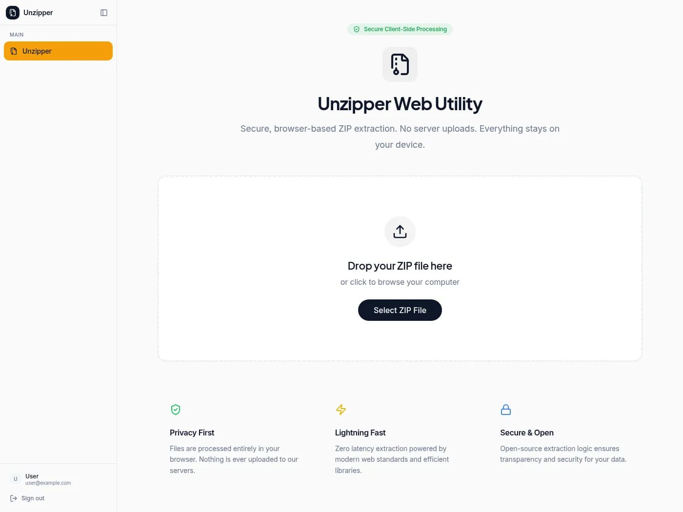 Unzipper Web Utility