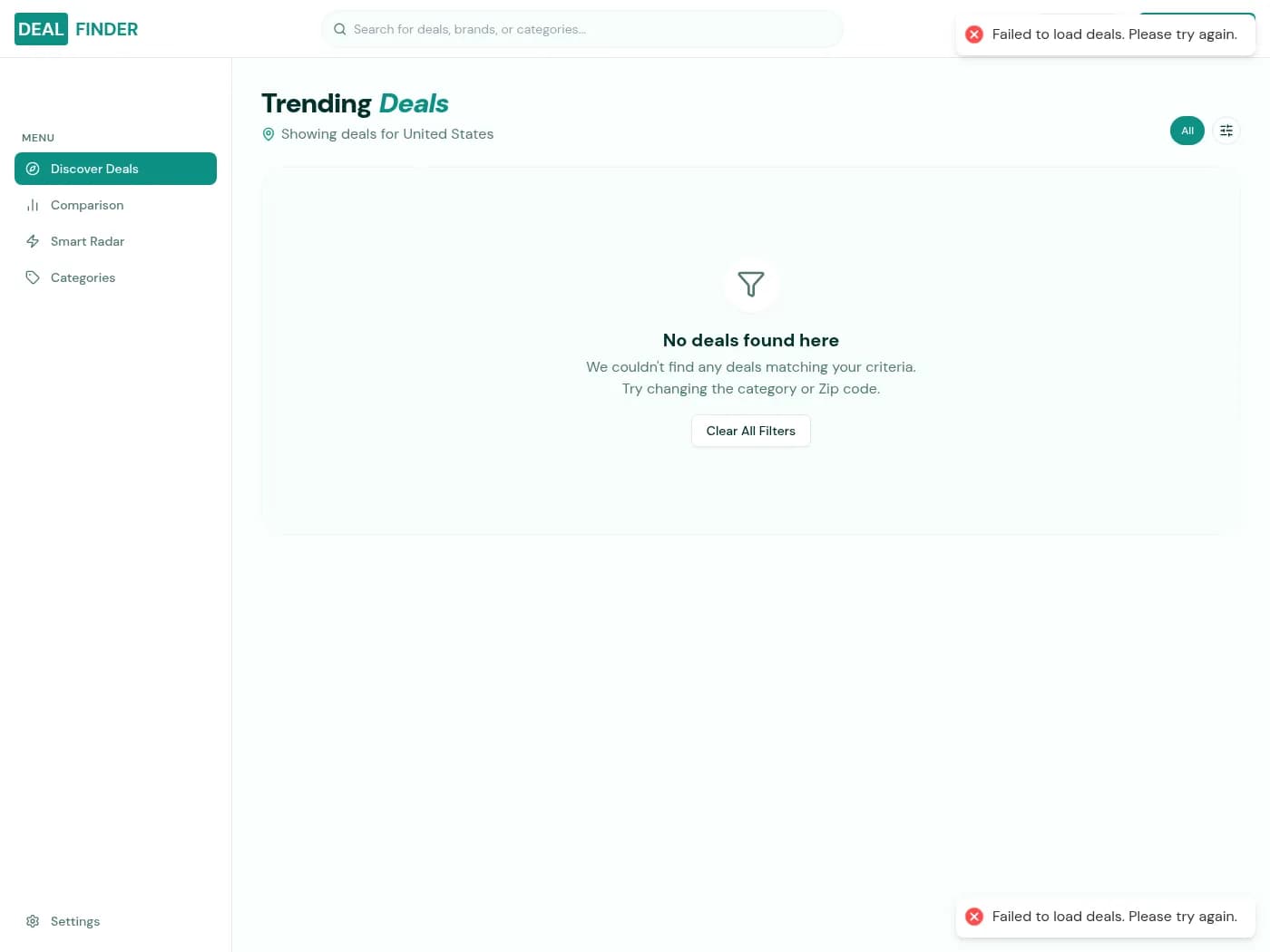 US Market Deal Finder